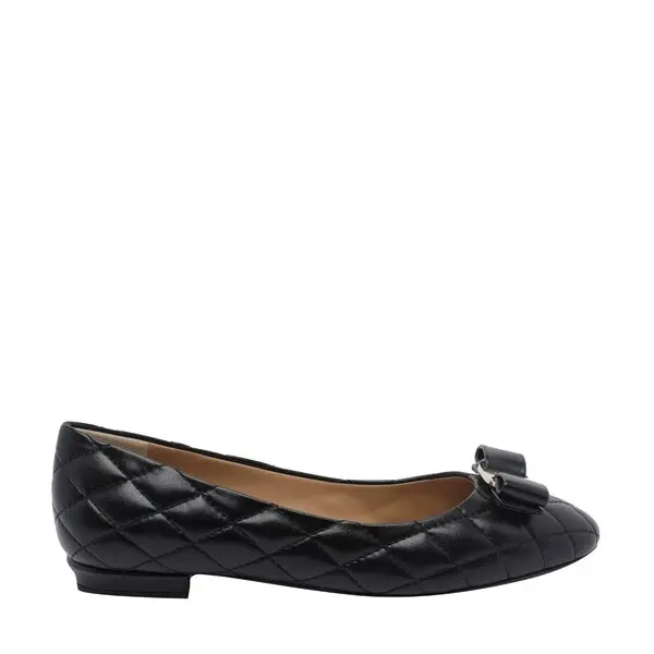 FERRAGAMO Varina Quilt Ballets - Black