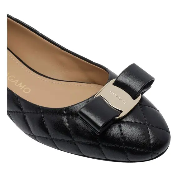 FERRAGAMO Varina Quilt Ballets - Black