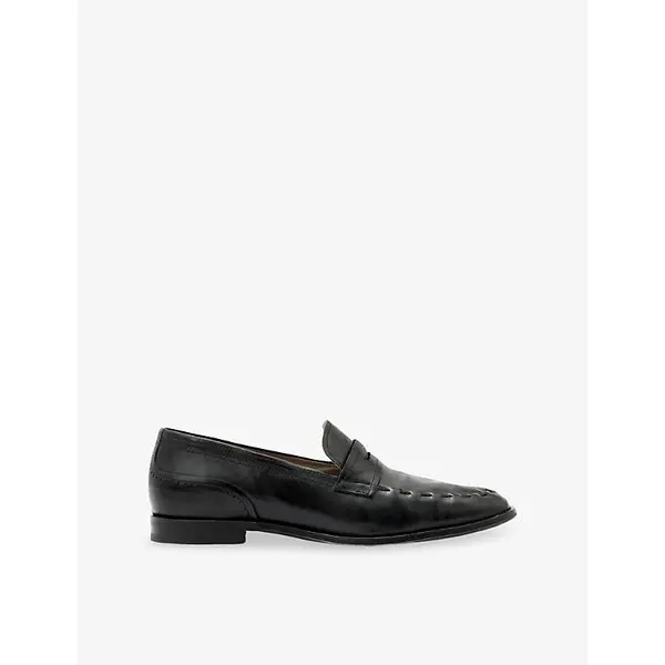 ALLSAINTS Jules Stitch Leather Loafers - Black