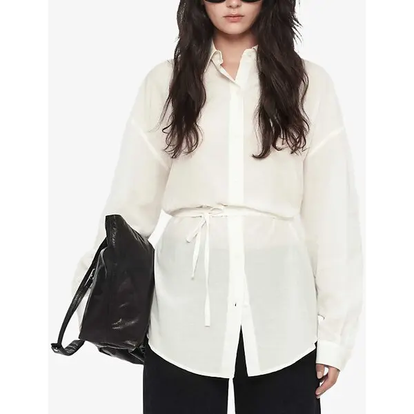 ALLSAINTS Ilana Belted-waist Silk And Cotton-blend Shirt