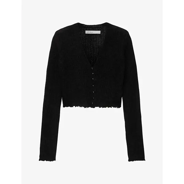 ALLSAINTS Mable V-neck Cropped Alpaca-blend Cardigan - Black