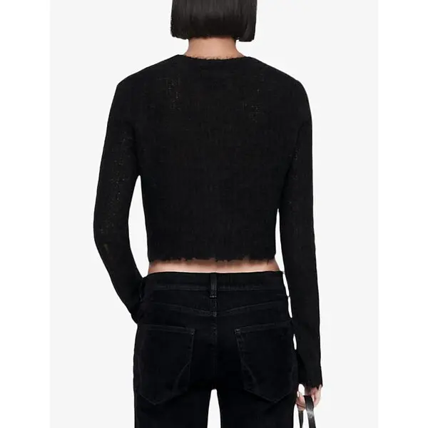 ALLSAINTS Mable V-neck Cropped Alpaca-blend Cardigan - Black