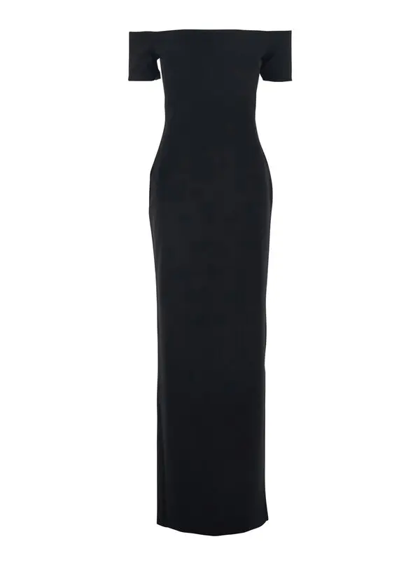 Solace London Dress 'nile' With Off Shoulder And Vent On The Back In Black Fabric For - Multicolor