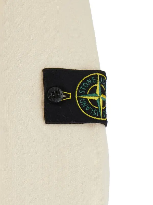 Stone Island Crewneck Sweatshirt With Logo Patch On The Sleeve In Cotton For - White