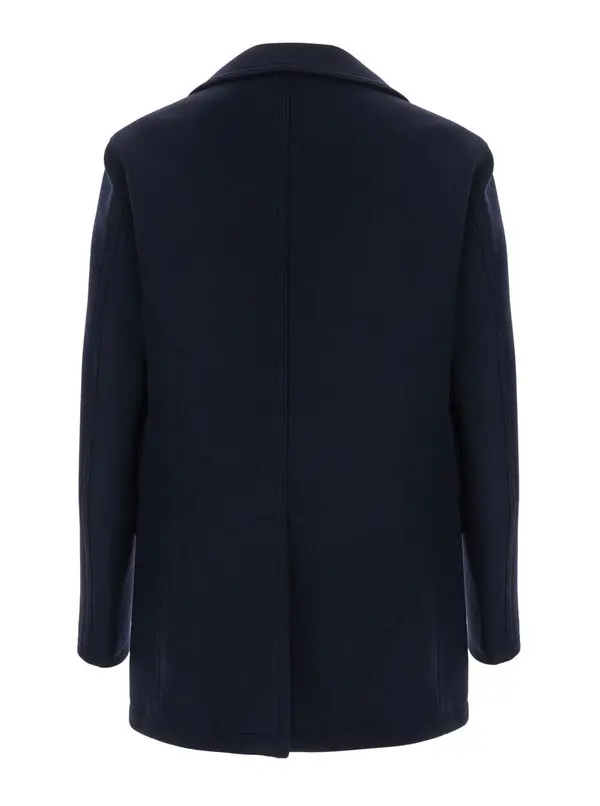 Tagliatore San Francisco' Blue Double-breasted Coat With Notched Revers In Wool Blend For - Multicolor