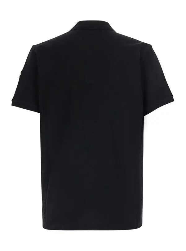 Moncler Black Polo Shirt With Classic Collar And Logo Patch On The Sleeve In Cotton For - Multicolor