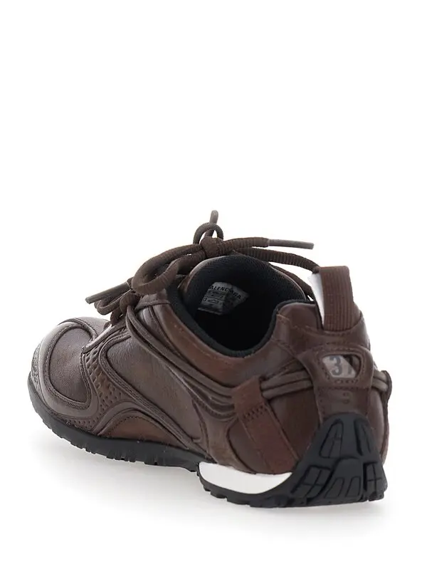 Balenciaga Radar' Brown Low Top Sneakers With Logo Patch On The Tongue In Leather For