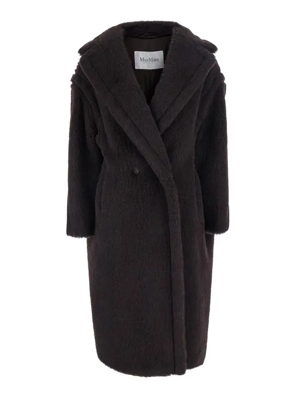 Max Mara Ted Girl' Brown Double-breasted Coat With Maxi Notched Revers In Wool Blend For - Multicolor