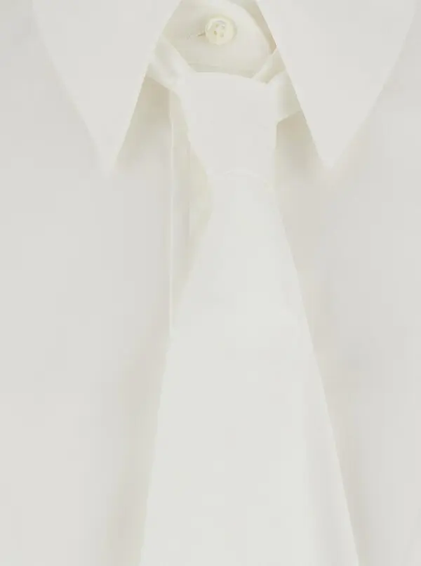 Brunello Cucinelli White Shirt With Classic Collar And Oversized Tie On The Front In Cotton For - Multicolor
