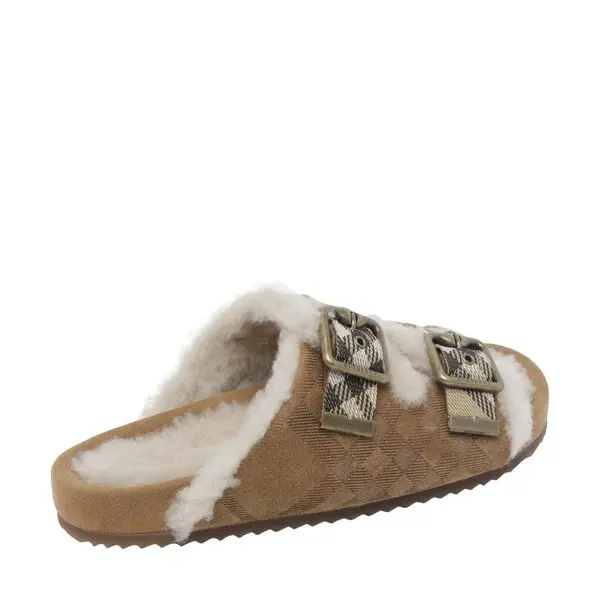 Burberry Urchin Sandals In Check Shearling