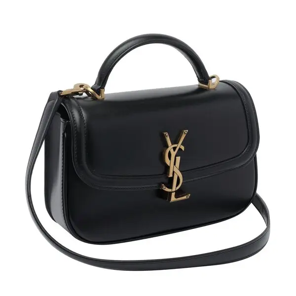 Saint Laurent Box Small Leather Solferino Bag With Handle - Black