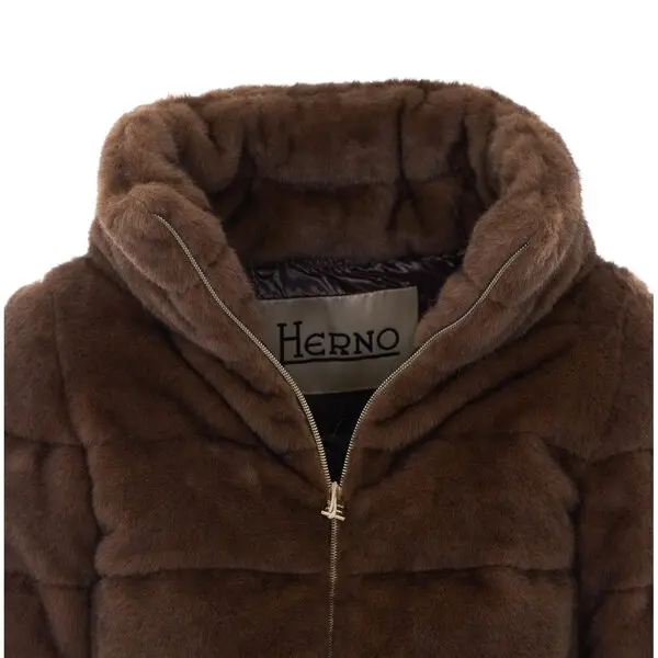 Herno Faux Fur Cape - Brown