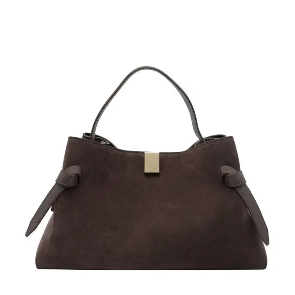 Yuzefi Suede Gyoza Handbag - Brown