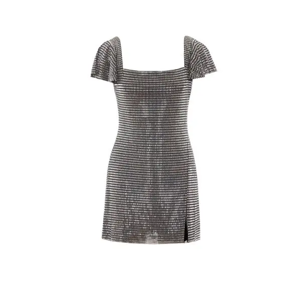 SELF-PORTRAIT Rhinestone Mini Dress - Gray