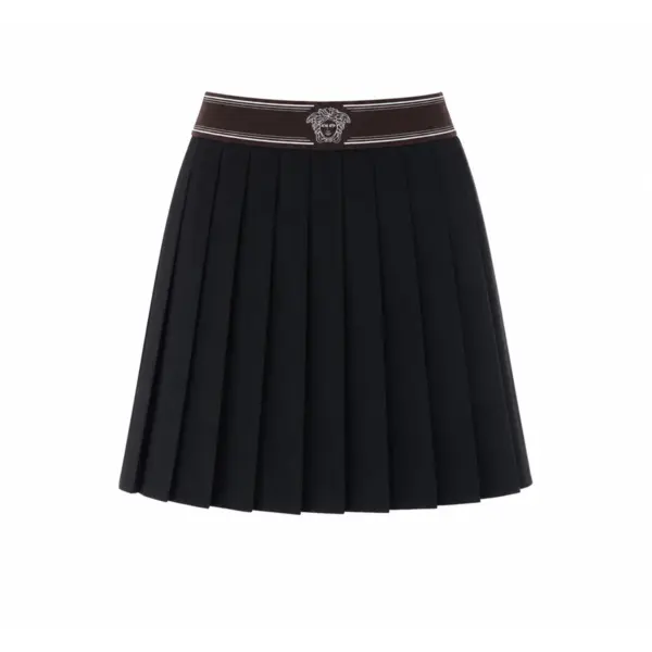 Versace Medusa Motif Mini Pleated Skirt - Black