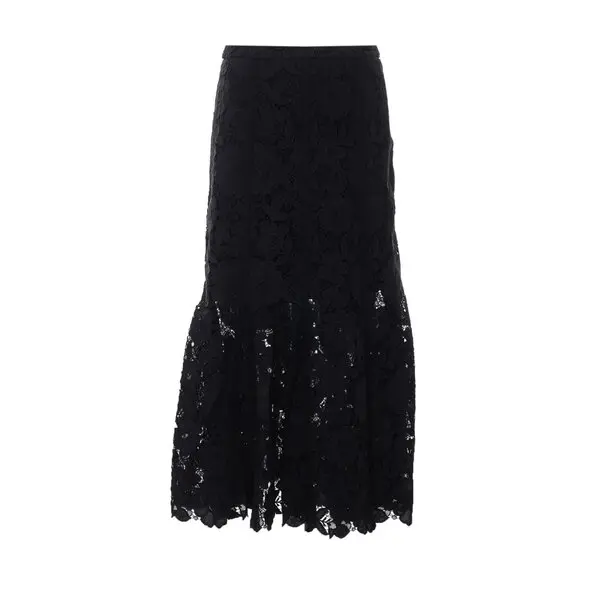 SELF-PORTRAIT Lace Midi Skirt - Black