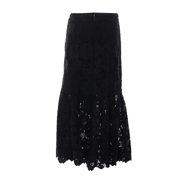 SELF-PORTRAIT Lace Midi Skirt - Black