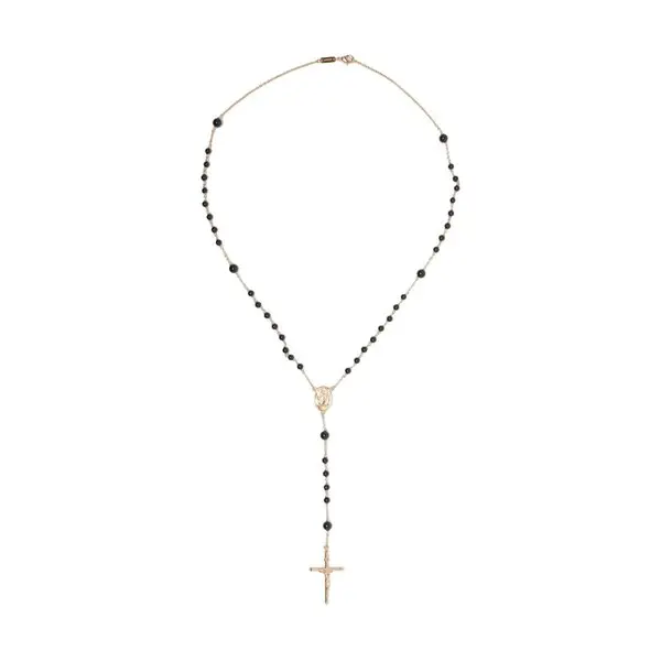 Dolce & Gabbana Rosary-style Necklace With Cross - Black