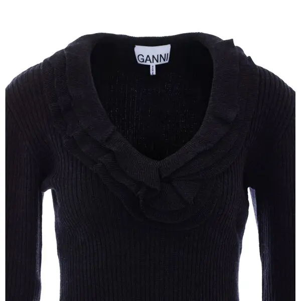 GANNI Frill Sweater - Blue