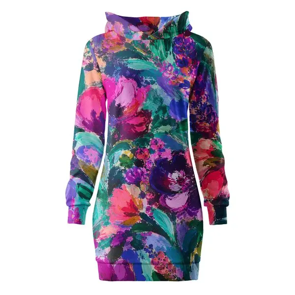 ALOHA FROM DEER Orange / Red Messy Flora Oversize Hoodie Dress - Orange/red