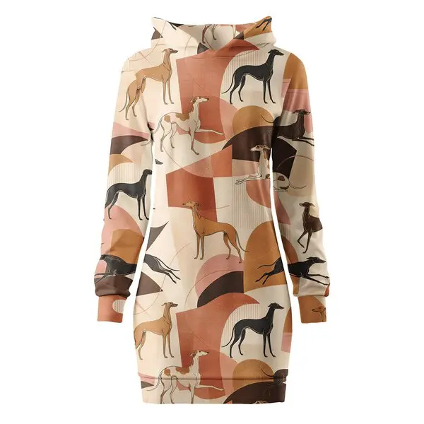 ALOHA FROM DEER Retro Greyhounds Oversize Hoodie Dress