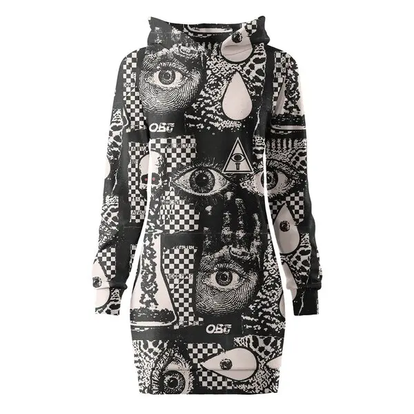 ALOHA FROM DEER White / Black Checkered Omen Oversize Hoodie Dress - White/black