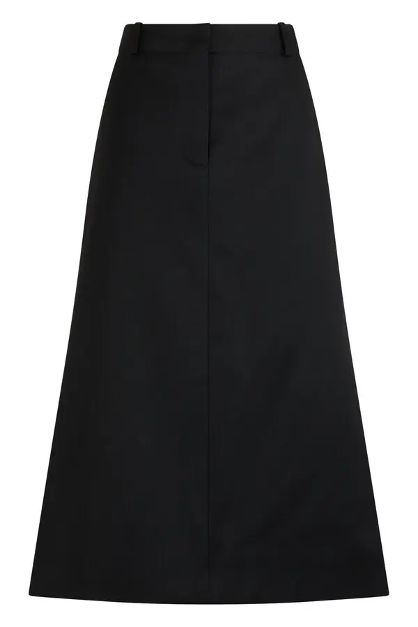 Fendi Long Virgin Wool Skirt With Roomy, Flowing Fit