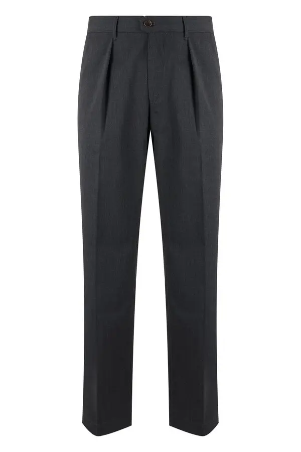 SLOWEAR Slow Pleated Wool-blend Trousers With Hook-and-zip Closure