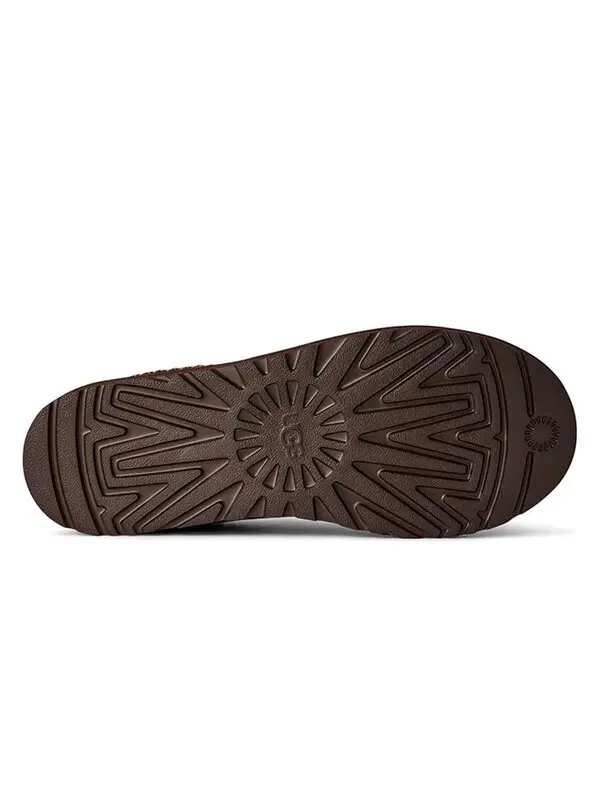 UGG Suede Mini Slide Sandals With Sheepskin Lining, Recycled Polyester Braid & Sugarcane Eva Outsole - Marrone