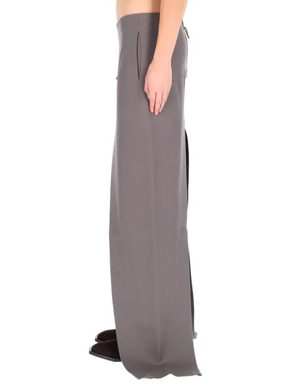 Rick Owens Wool Maxi Skirt With Side Slit