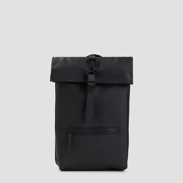 Rains Rolltop Backpack With Carabiner Closure, Waterproof Pu, 46 Cm - Black