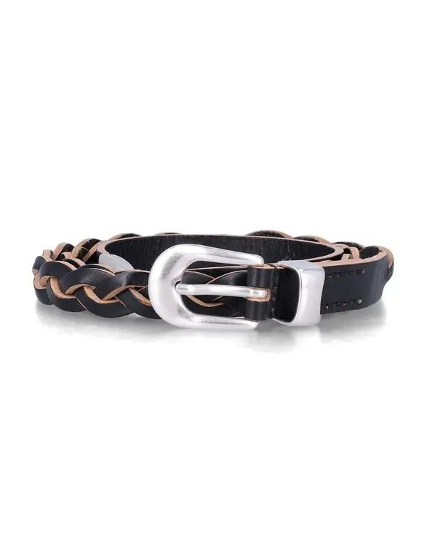 Our Legacy Braided Leather Belt With Metal Pin Buckle - Nero