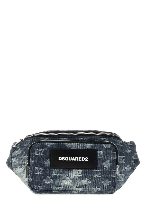 Dsquared2 Denim Monogram Belt Handbag Mini Pouch Bag