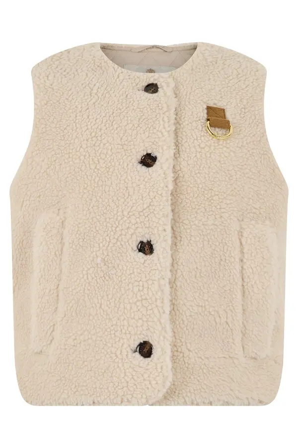 Barbour Teddy Fleece Button-front Vest - Beige