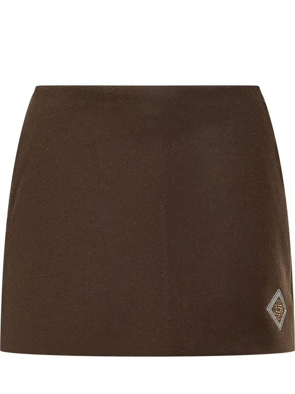 Casablanca Wool Varsity Mini Skirt - Dark Brown
