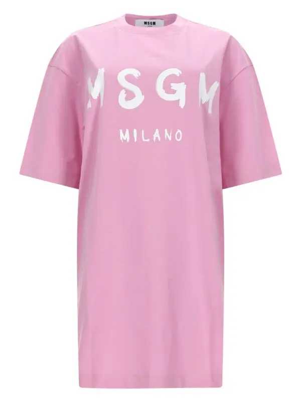 MSGM Oversized Logo T-shirt Dress - Pink