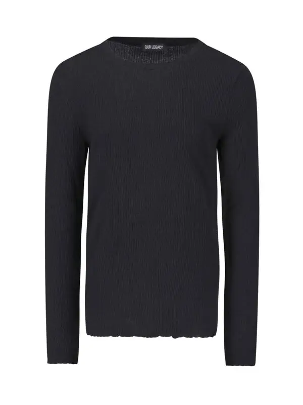 Our Legacy Ribbed Long Sleeve Mock Neck Sweater - Black