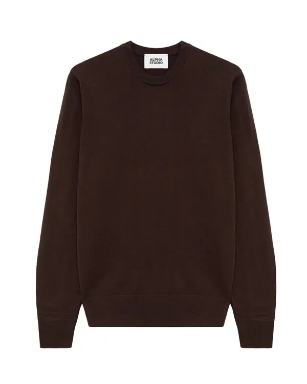 Alpha Studio Merino Wool Crewneck Sweater - Marrone