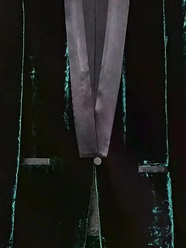FORTE_FORTE Crushed-velvet Shawl-lapel Blazer - Green