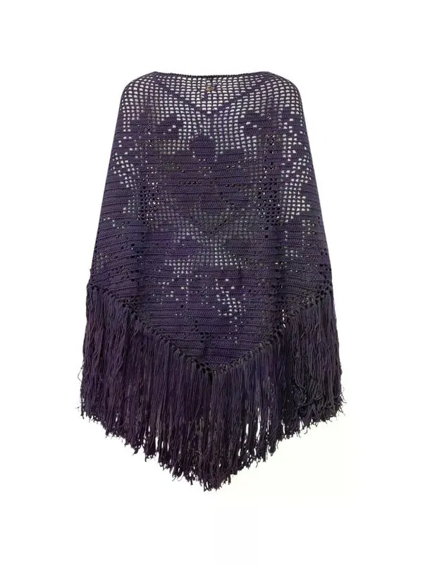 CHIARA IS Peonia Crochet-knit Wool Shawl - Purple