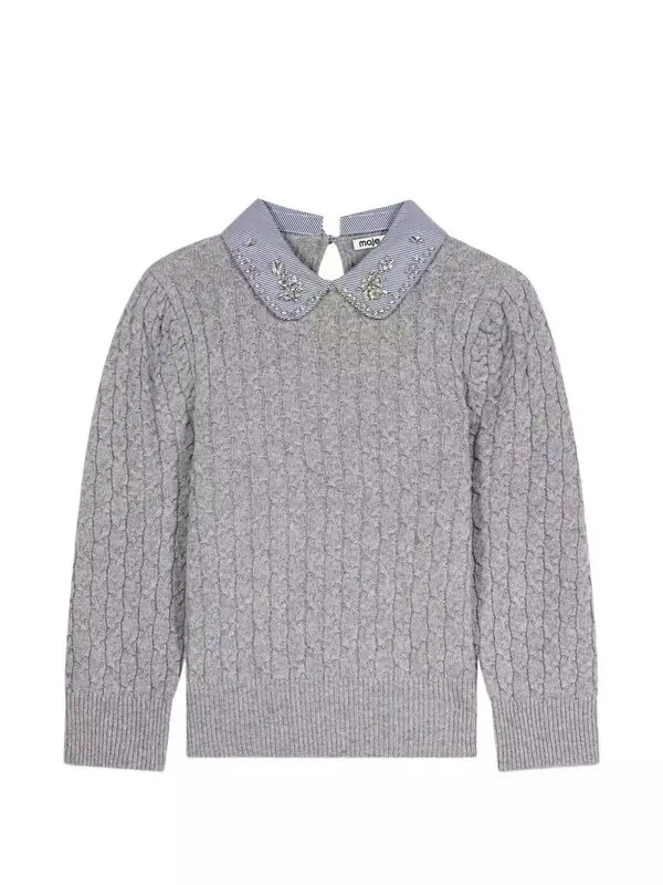 Maje Cable-knit Detachable-collar Jumper