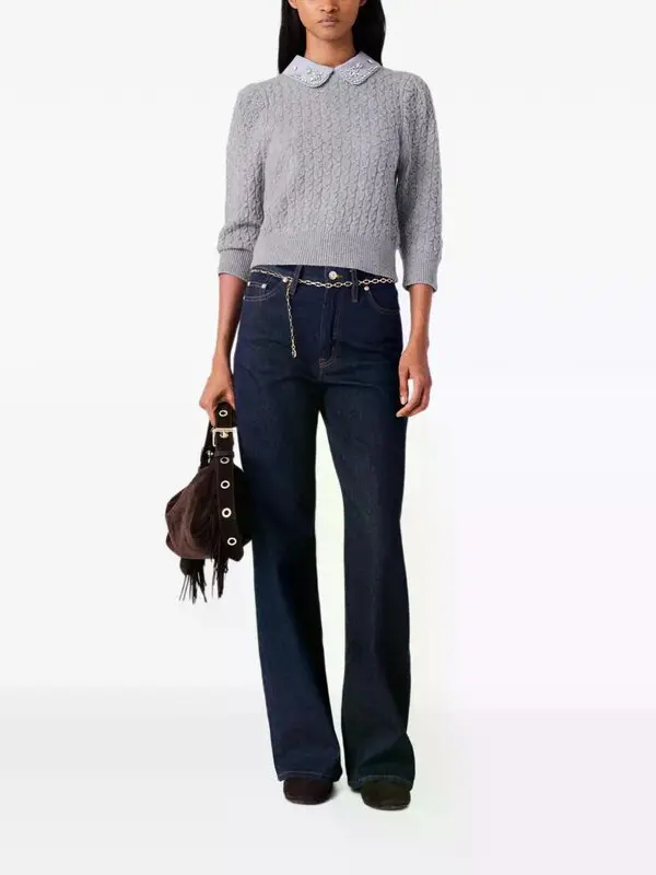 Maje Cable-knit Detachable-collar Jumper