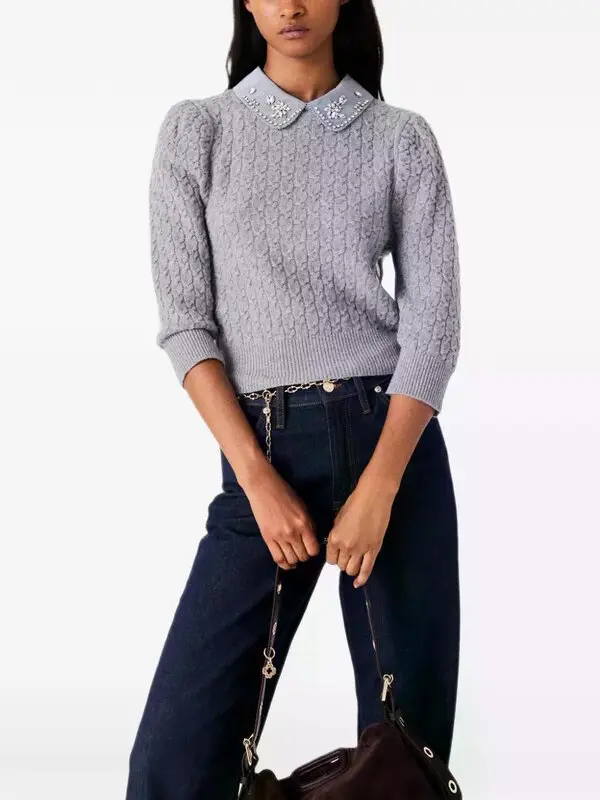 Maje Cable-knit Detachable-collar Jumper