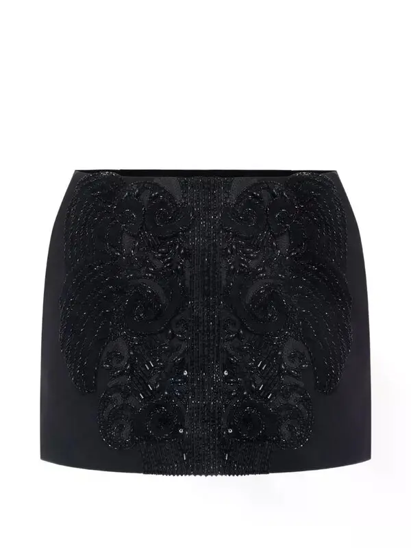Elisabetta Franchi Double-layer Crêpe Miniskirt With Crystals - Black