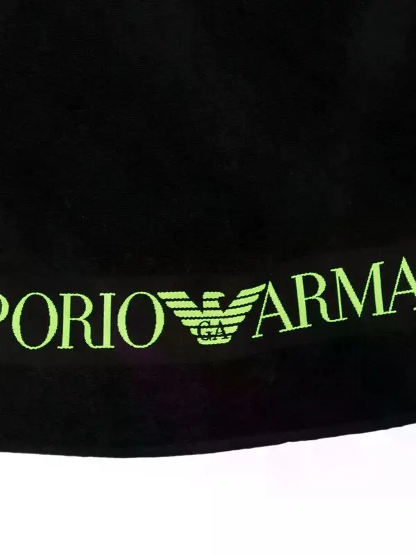 Emporio Armani Intarsia-logo Beach Towel - Black