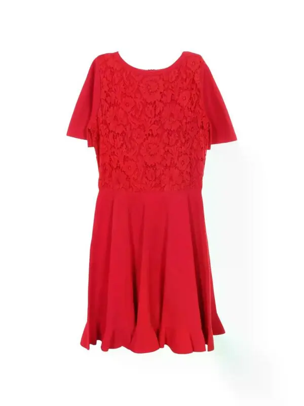 Valentino Garavani 2000s Lace-panel Ruffled Midi Dress
