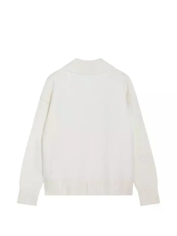 AMI Paris White Wool Polo With De Coeur