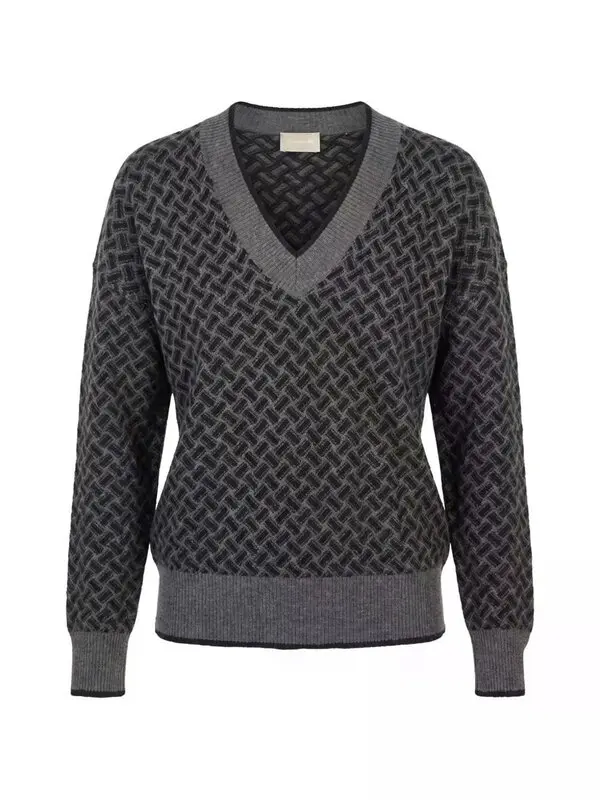 DRUMOHR Geometric-pattern V-neck Sweater - Grey