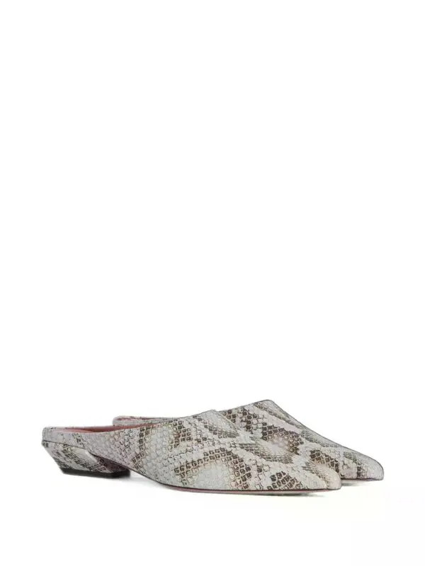 Paris Texas Belle Snakeskin-effect Mules - Neutrals