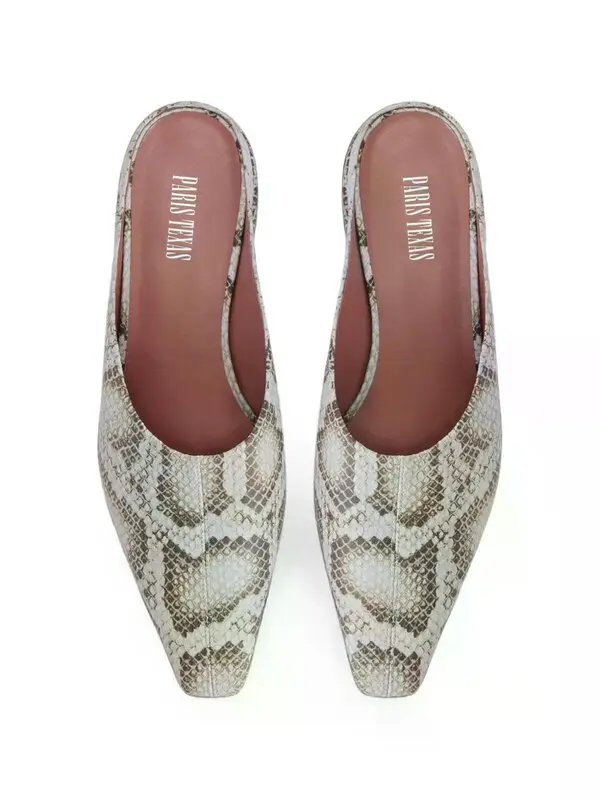 Paris Texas Belle Snakeskin-effect Mules - Neutrals
